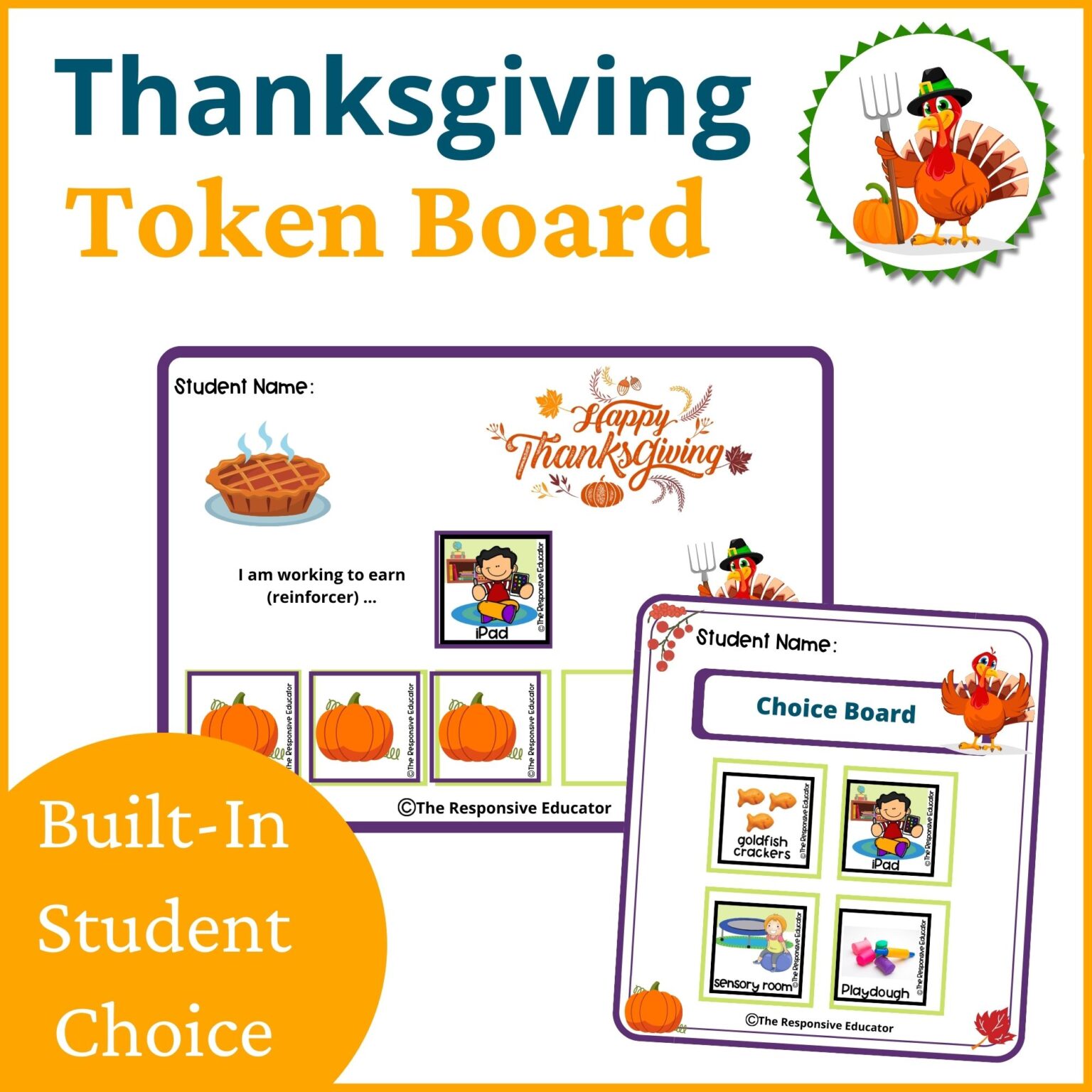 Thanksgiving Token Boards - Behavior Interventions for Teachers | The ...