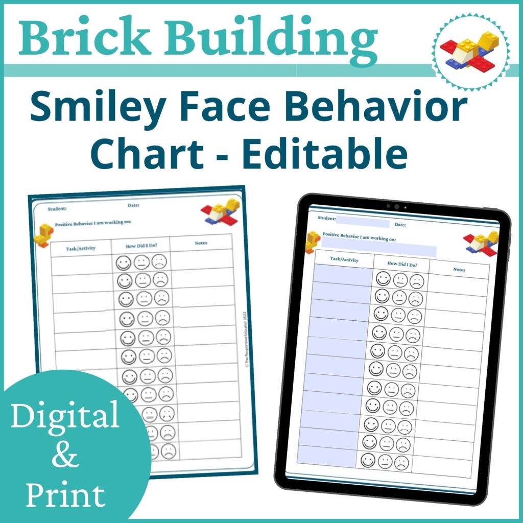 Smiley Face Behavior Chart - Brick Building Theme - Behavior ...
