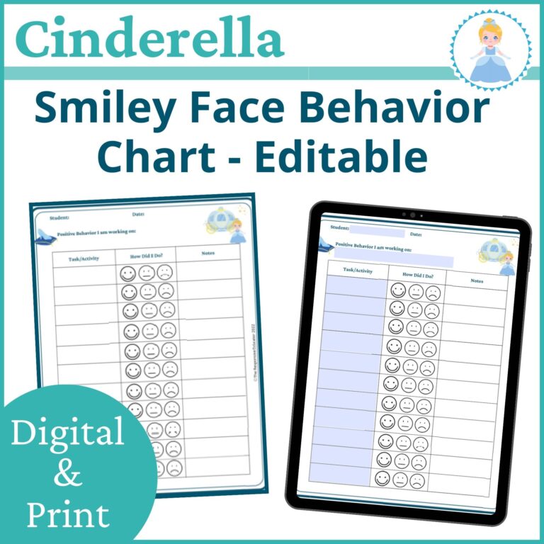 Smiley Face Behavior Chart - Cinderella Theme - Behavior Interventions ...