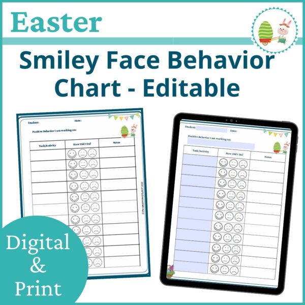 Smiley Face Behavior Chart - Easter Theme - Behavior Interventions for ...