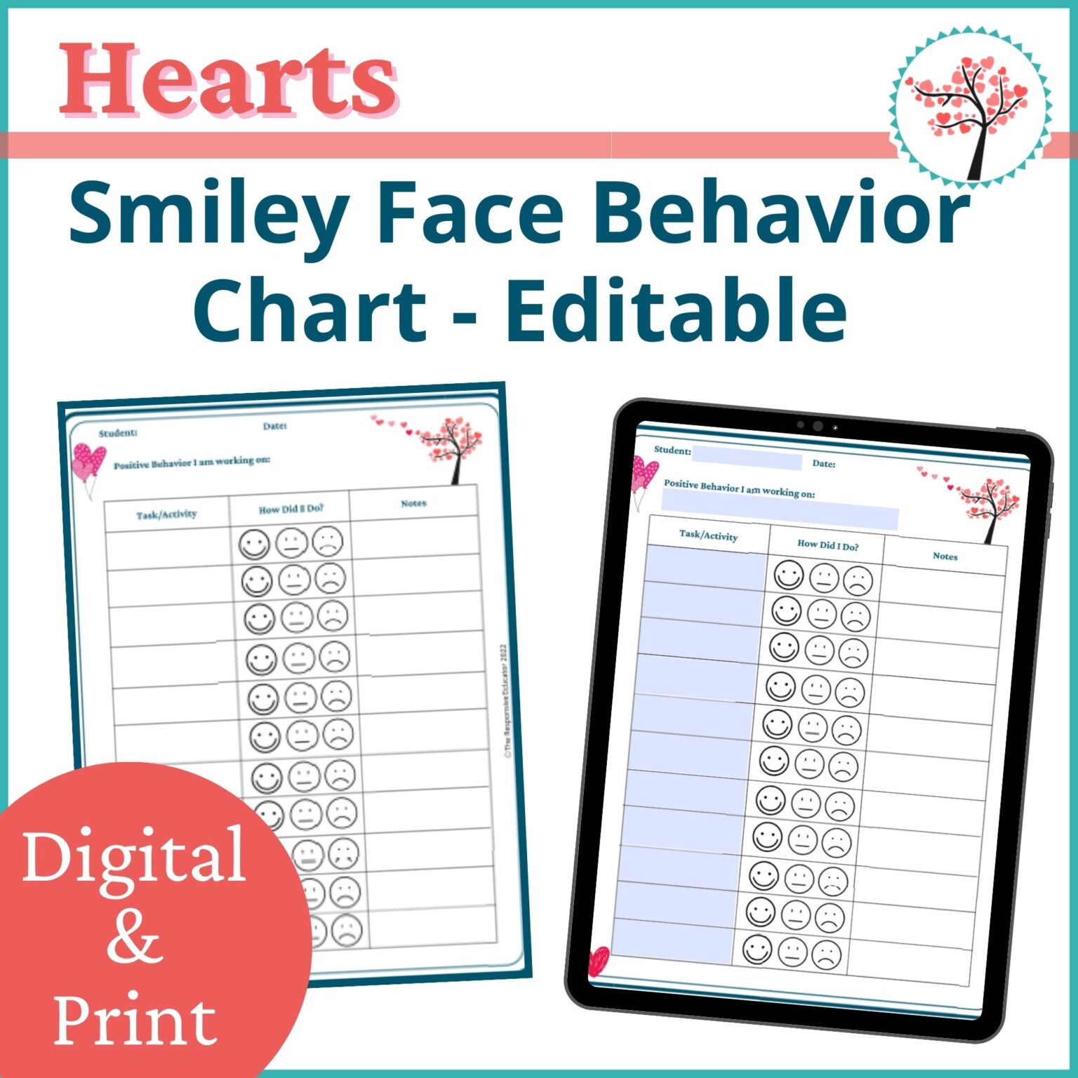 Smiley Face Behavior Chart - Valentine's Day Theme - Behavior ...