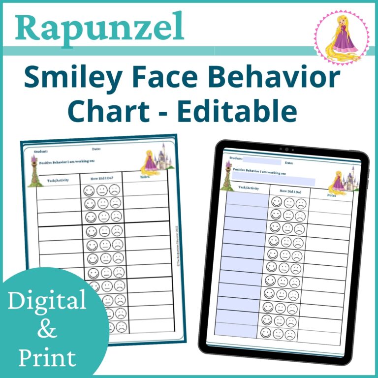 Smiley Face Behavior Chart - Rapunzel Theme - Behavior Interventions ...