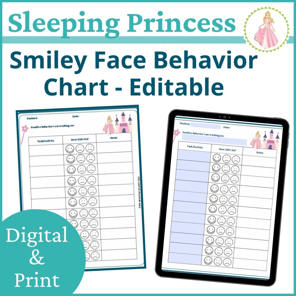 Smiley Face Behavior Chart - Sleeping Princess Theme - Behavior ...